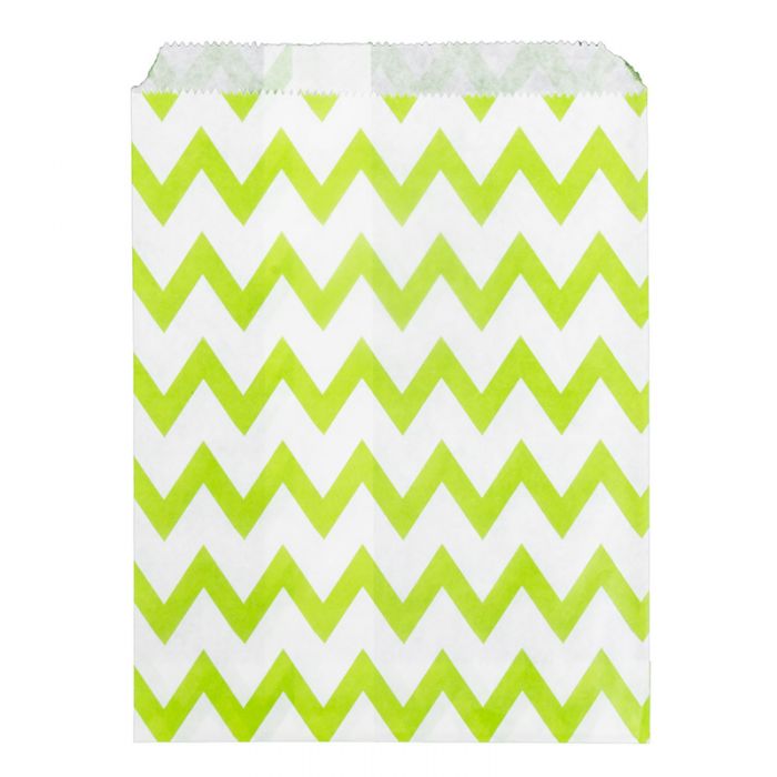Paper Sweet Bags x25 Green Chevron Pattern